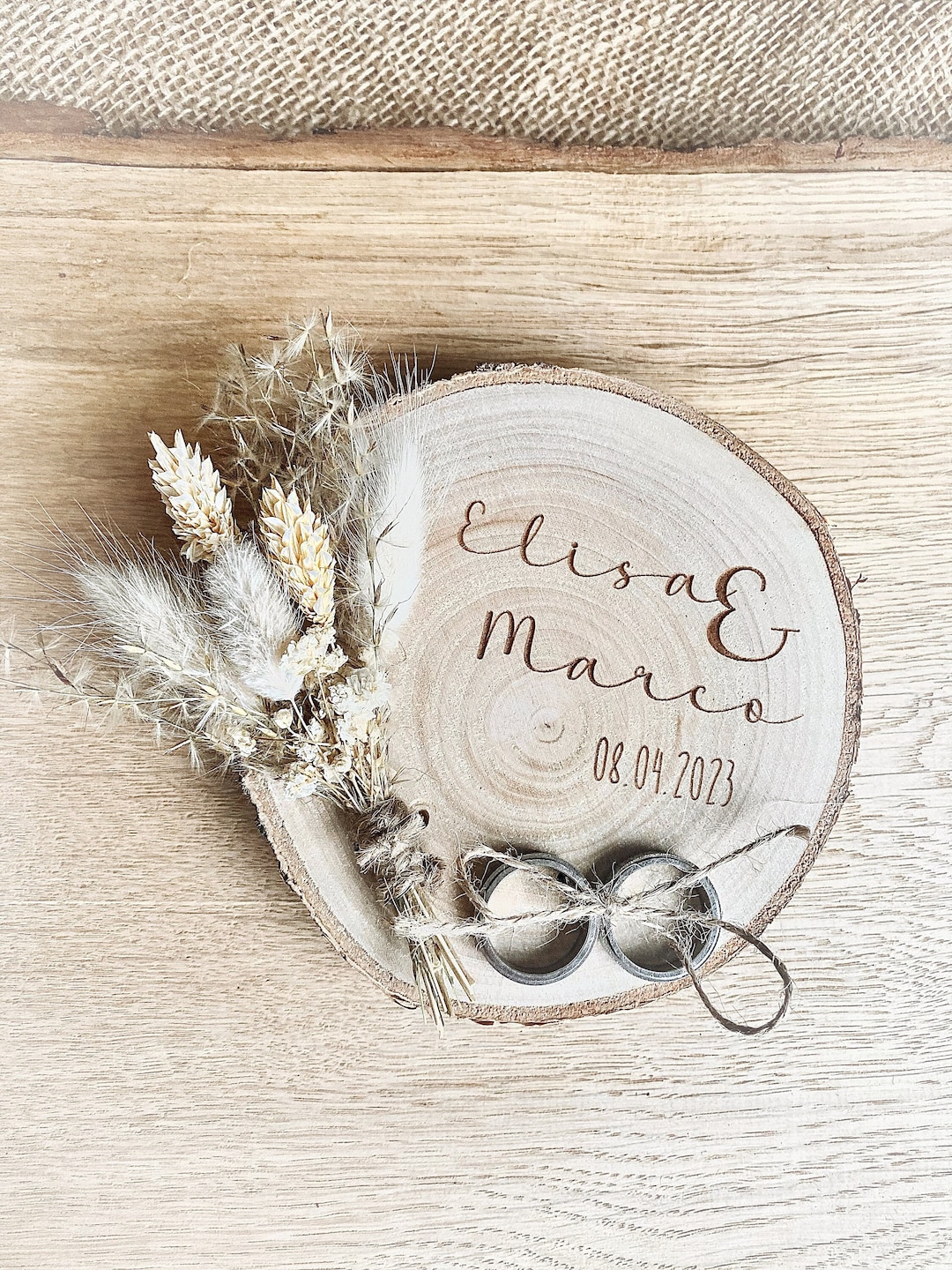 Wedding Ring Holder With Dried Flowers, Ring Cushion for Wedding Rings ...