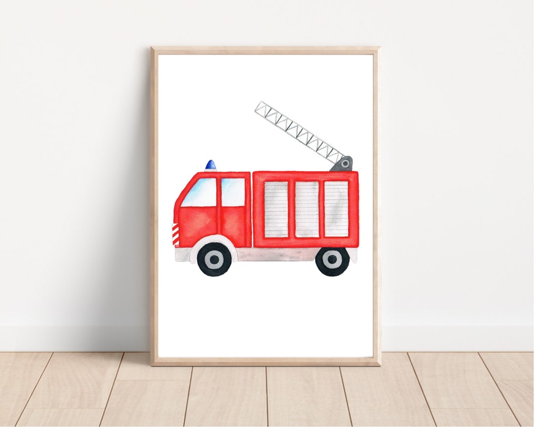 Poster Fire Engine *children's Room Poster Vehicles * DIN A4 Print *art ...