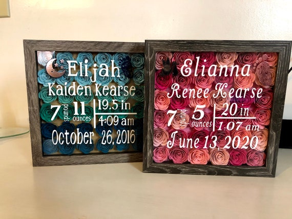 Child Birth Flower Shadow Box | Etsy