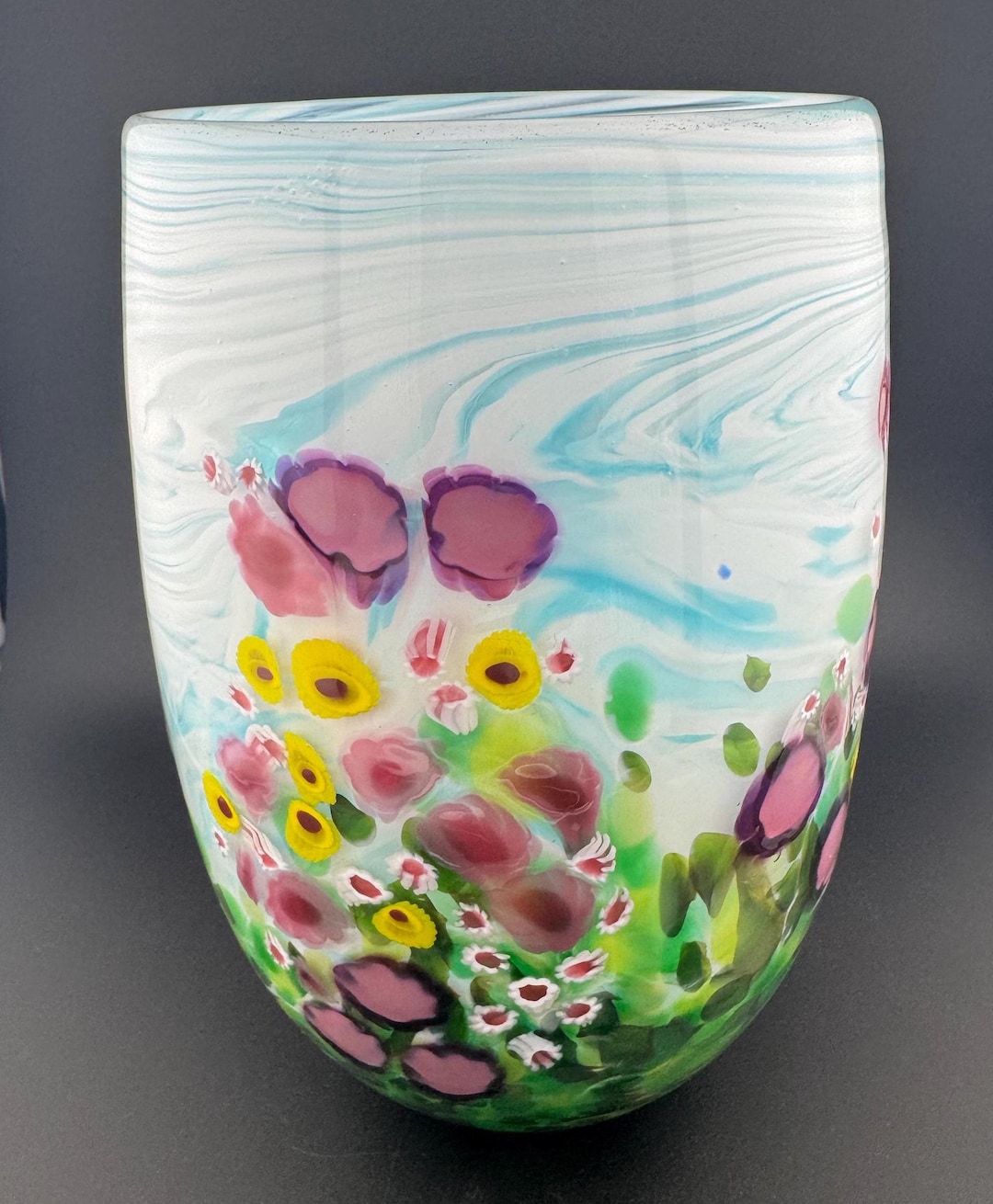 Floral Murrini Hand-blown Glass Vase | High Gravity Glassworks - Etsy