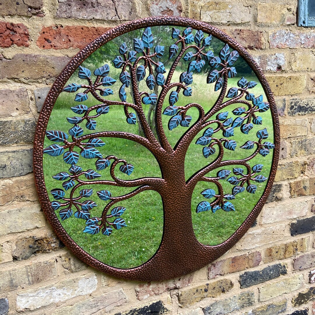Blue Tree of Life Mirror Garden Decor Wall Art Birthday Gifts - Etsy