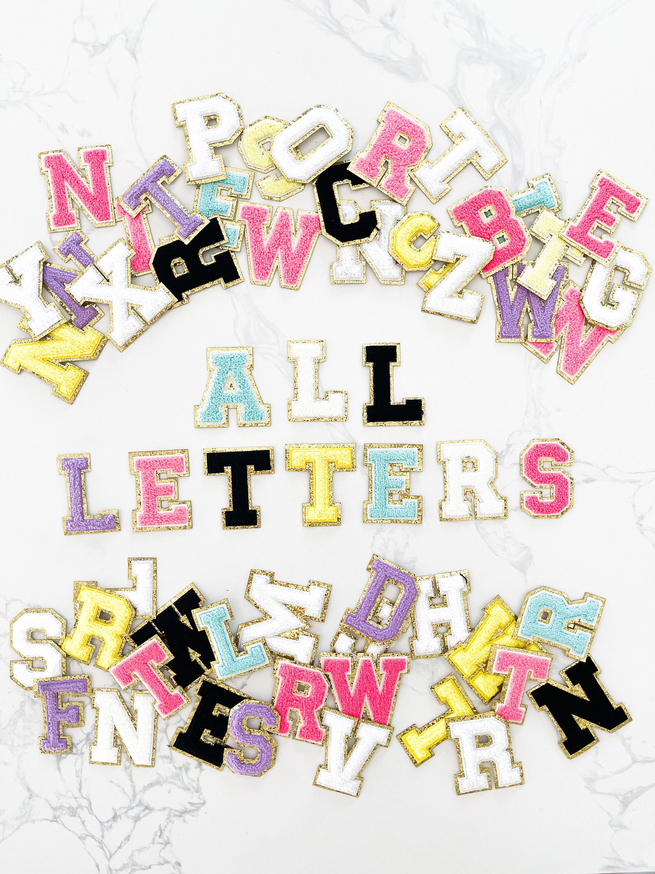 Paper, Party & Kids CHENILLE Letter Patches w/glitter border FULL SET ...