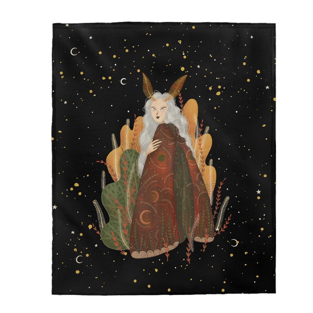 Old Crone Velveteen Throw, Plush Elder Fairy With Moth Wings Blanket - Etsy