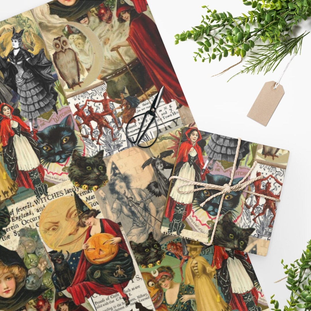 Vintage Witches Wrapping Paper, Antique Witch Gift Wrap, All Things ...