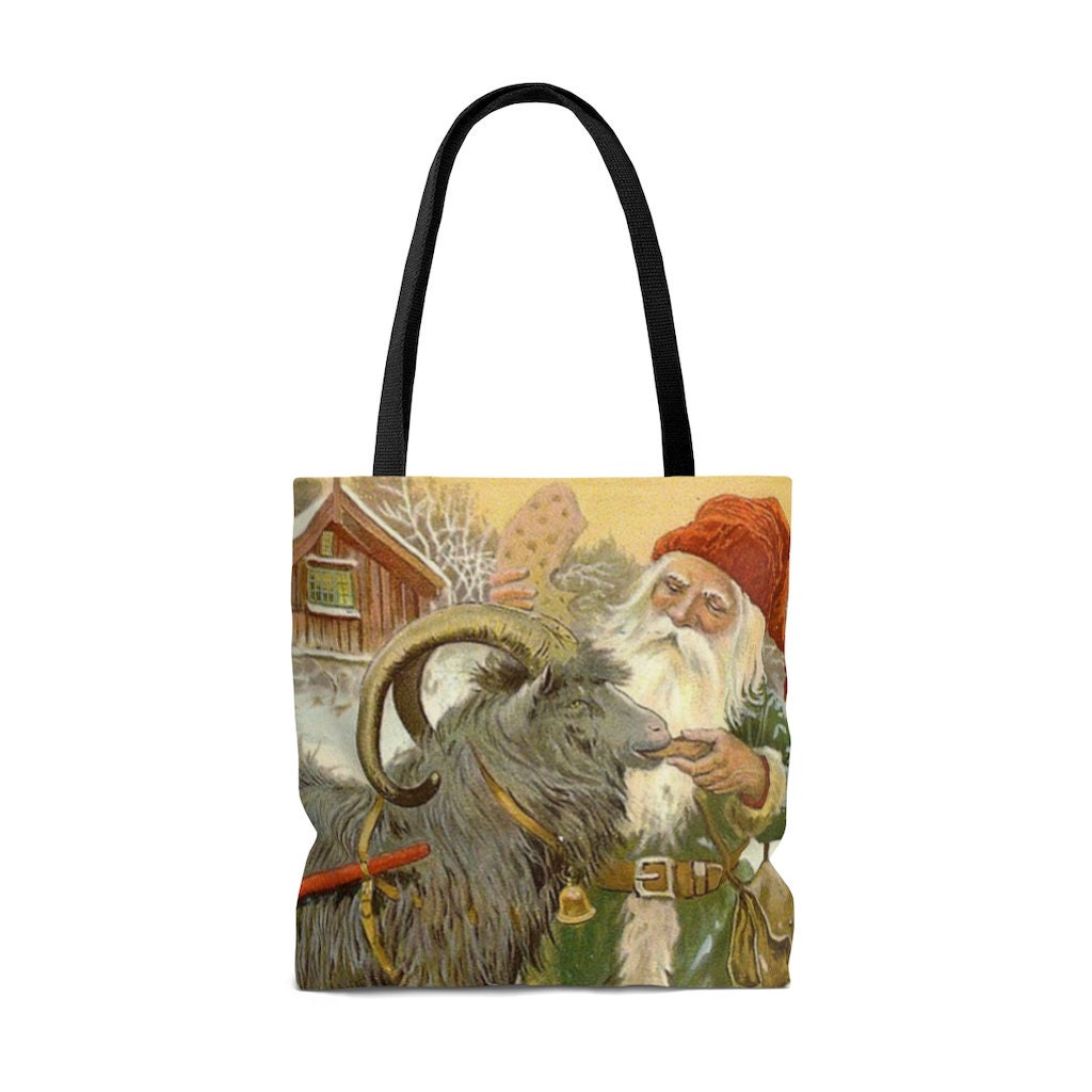 Yule Goat and Tomten Tote, Old Swedish Christmas Postcard Bag, Jenny ...