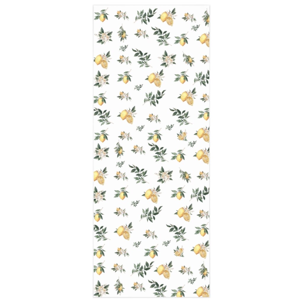 Watercolor Lemon Wrapping Paper, Floral, Greenery, Lemons Gift Wrap - Etsy