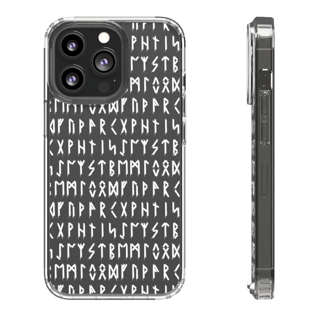 Clear Rune Phone Case, Runic Writing, Elder Futhark Runes in White or ...