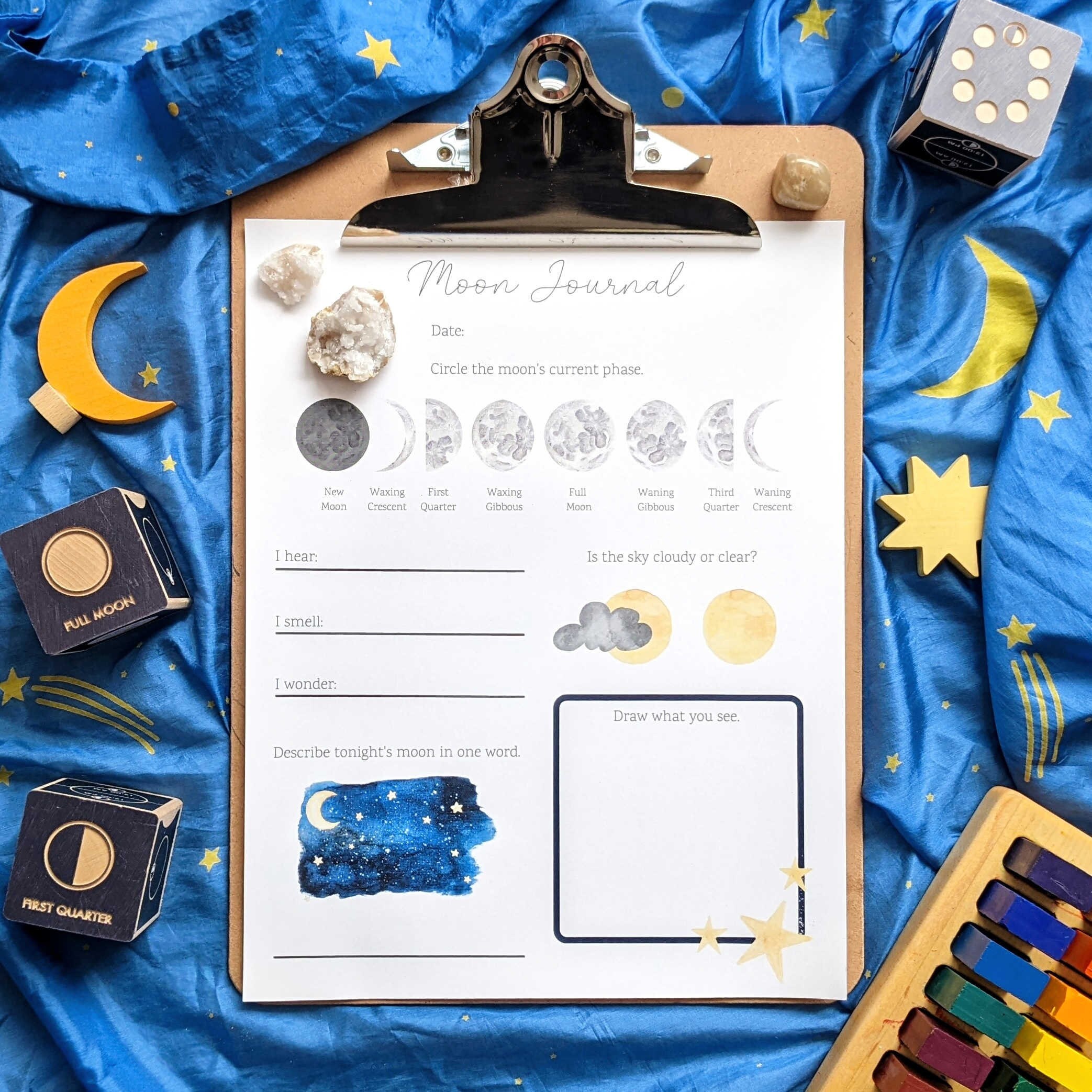 Moon Nature Journal Page | Printable PDF Instant Download | Nature ...