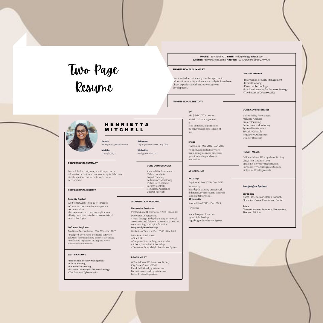 Professional Resume Template, Simple, Minimalist Template. Editable on ...