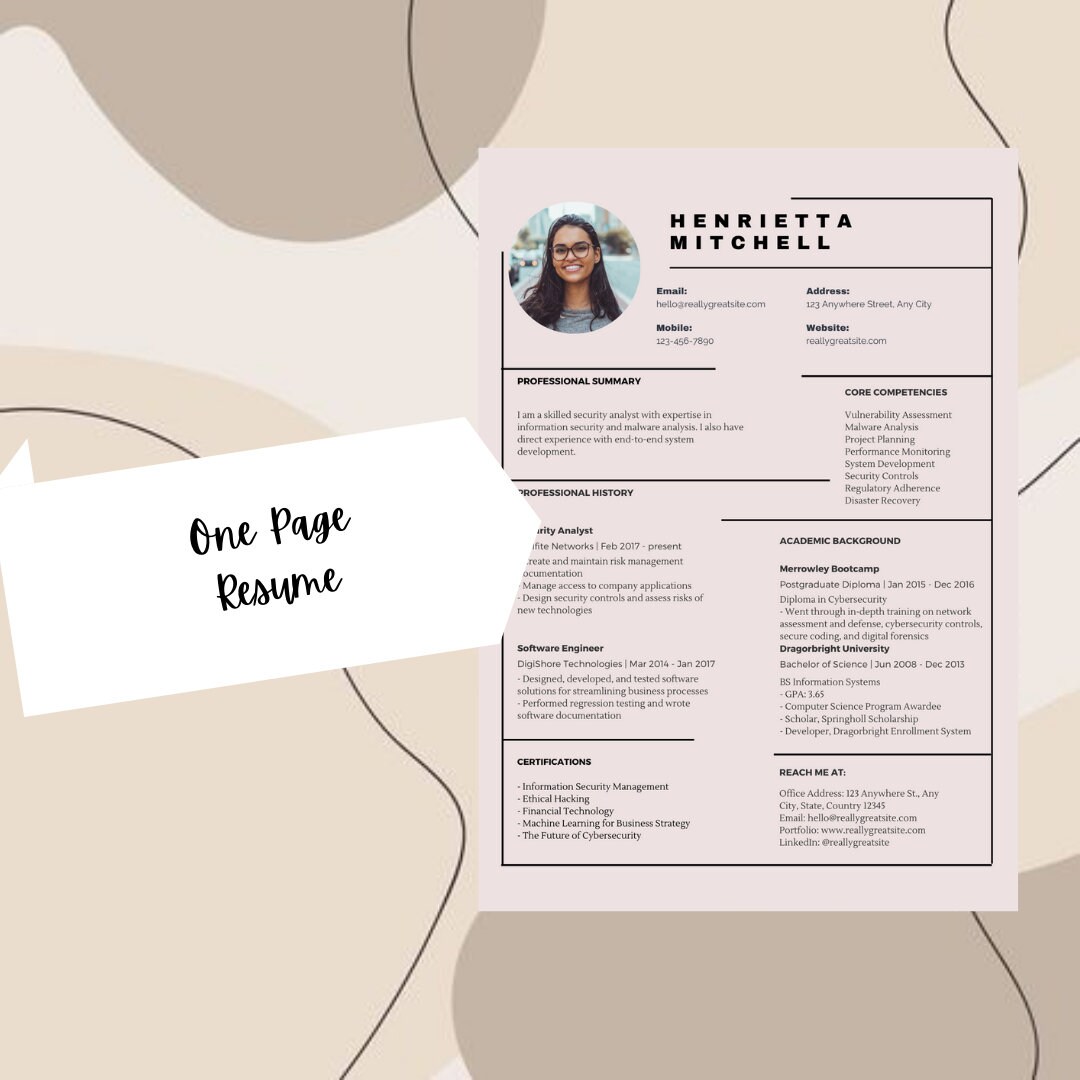 Professional Resume Template, Simple, Minimalist Template. Editable on ...