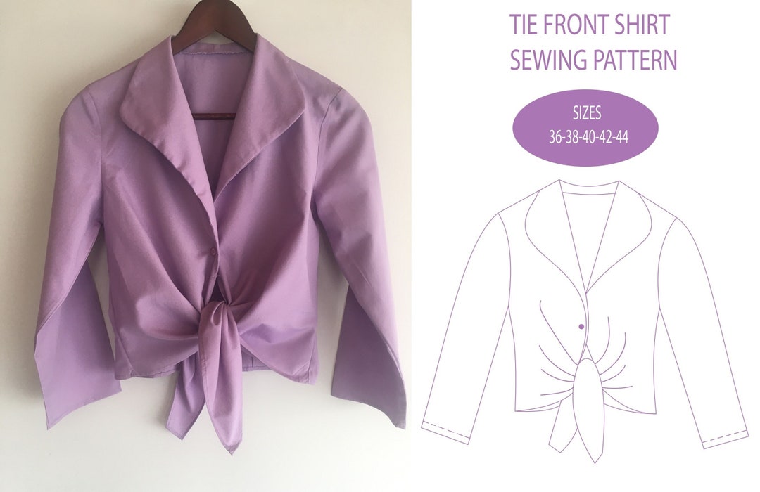 Tie Front Shirt, Tie Front Shirt Pattern, Digital PDF Sewing Pattern - Etsy
