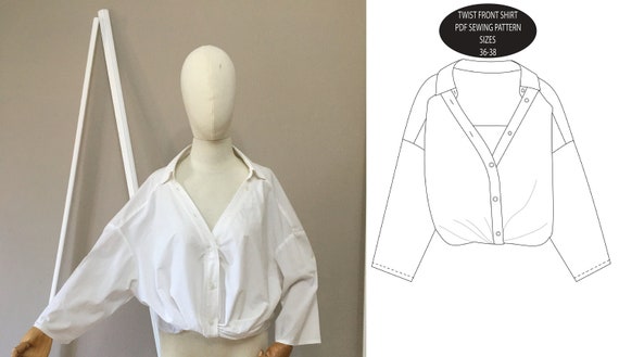 Twist Front Shirt / Digital PDF Sewing Pattern / 36 38 Size - Etsy