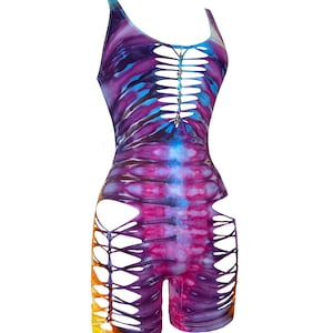 Electric Daisy Braided Romper / Tie Dye Romper / Braided Romper/catsuit ...