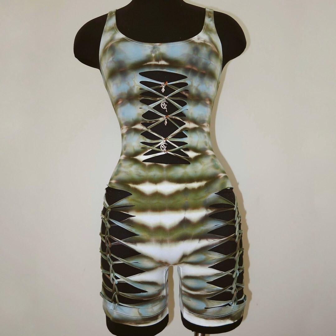 Moss 2.0 Braided Playsuit / Rave Bodysuit / Festival Romper / Slit ...