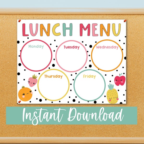 Kids Meal Planner Kids Lunch Ideas Printable School Lunch Meal Planner ...