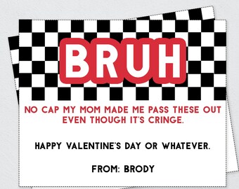 Funny “BRUH” Valentine’s Day Cards for Kids – Printable Classroom ...
