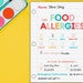 Allergy Card in Rainbow Colors Featuring the Top 9, Food Allergy Card ...