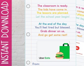 Teacher Dinner Gift Card - Etsy