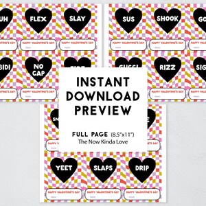 Teen Slang Valentine Cards Mega Bundle Funny Kids Valentines 18 Designs ...