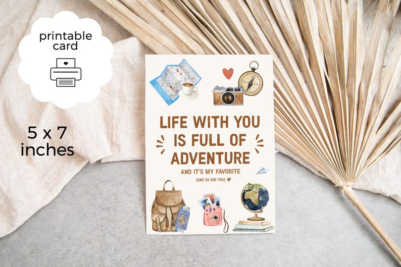 Printable Travel Anniversary Card · Digital Card for Couples Who Love ...