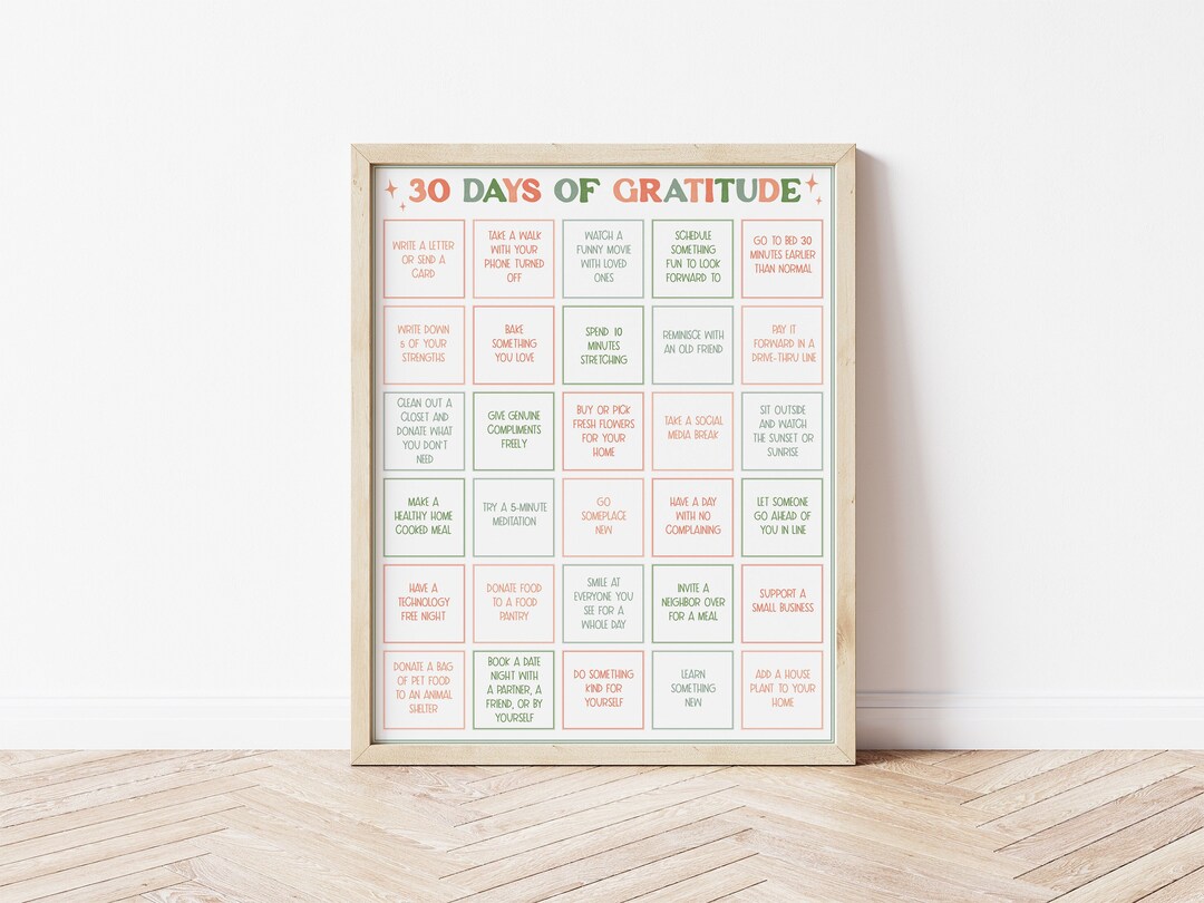 30 Days of Gratitude Countdown Printable Gratitude Sign 30 Days of ...