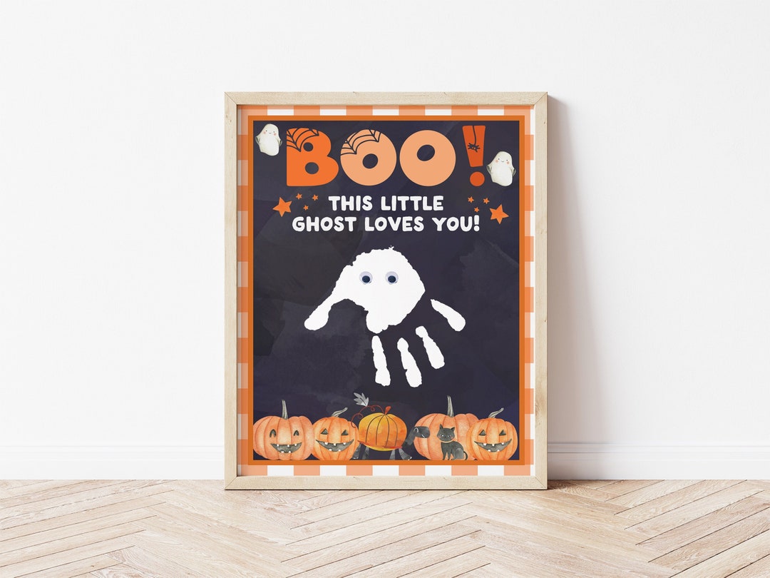Little Ghost Halloween Handprint Art Ghost Handprint Halloween Card ...