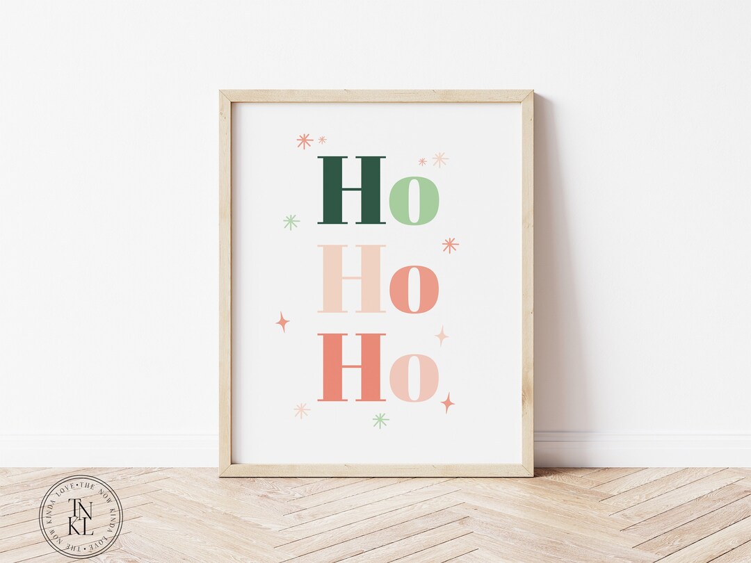 Printable Ho Ho Ho Print in Pink and Green With Multiple Sizes - Etsy