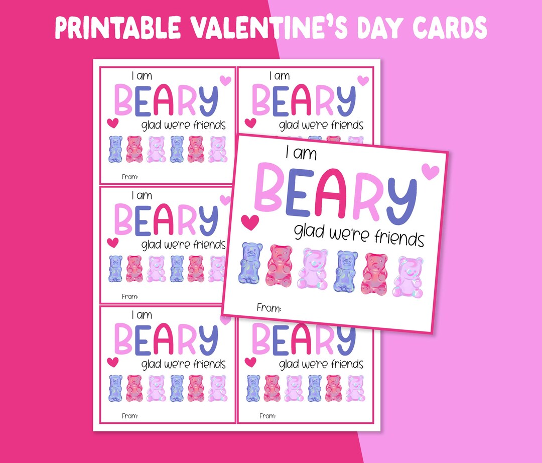 Gummy Bear Valentine Cards – Printable Classroom Valentines for Kids ...
