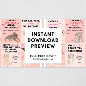 Printable Puppy Valentine's Day Cards Mega Bundle Instant Digital ...