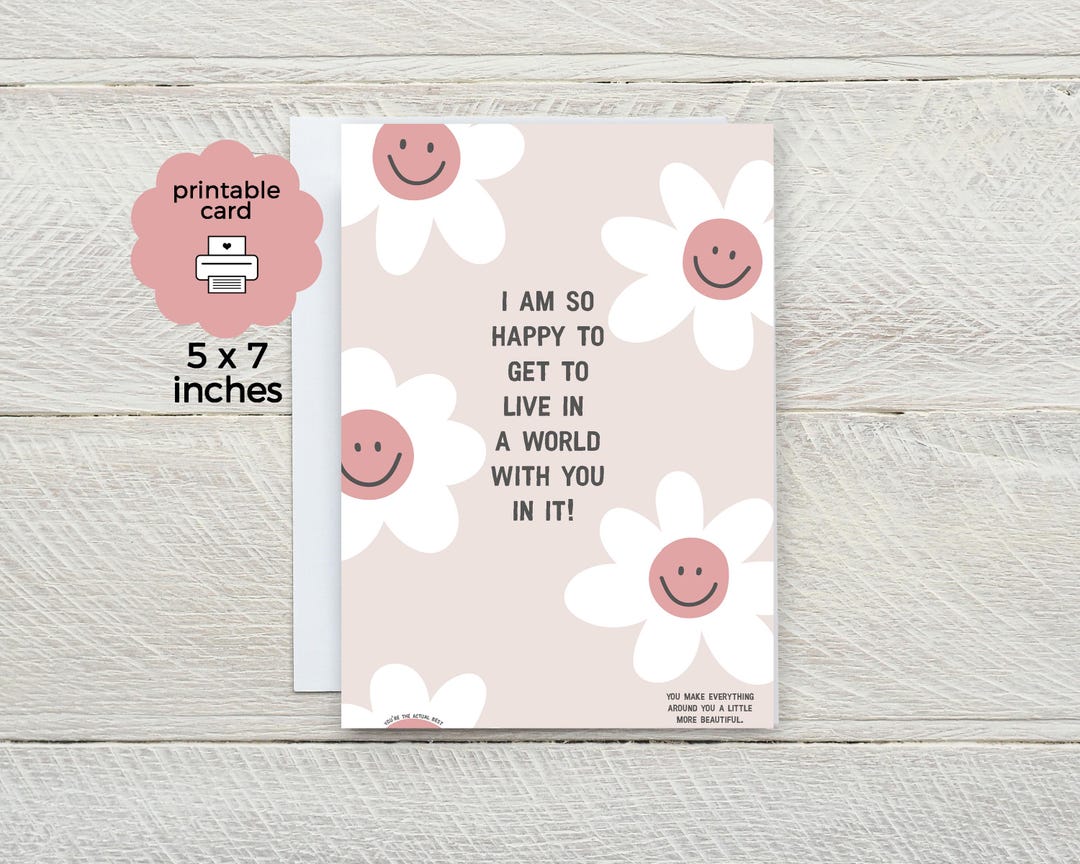 Printable Daisy Birthday Card – Digital Instant Download Floral Card - Etsy