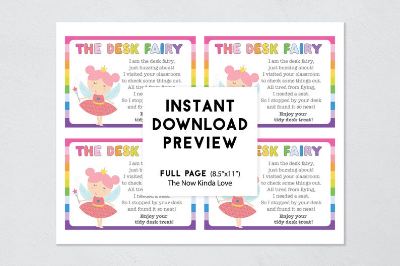 Desk Fairy Note: Positive Classroom Culture, Student Encouragement (PDF ...
