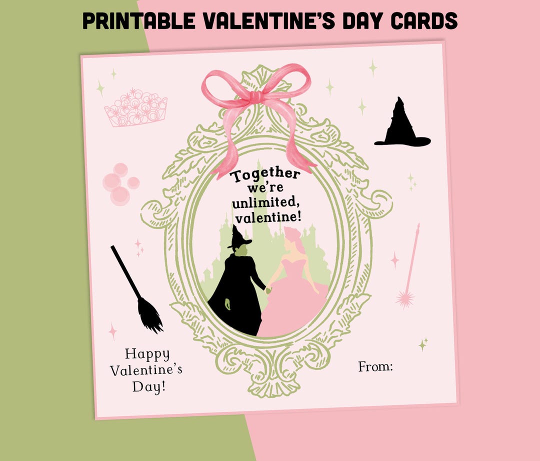 Wicked Inspired Valentine Cards for Kids • Printable Classroom ...