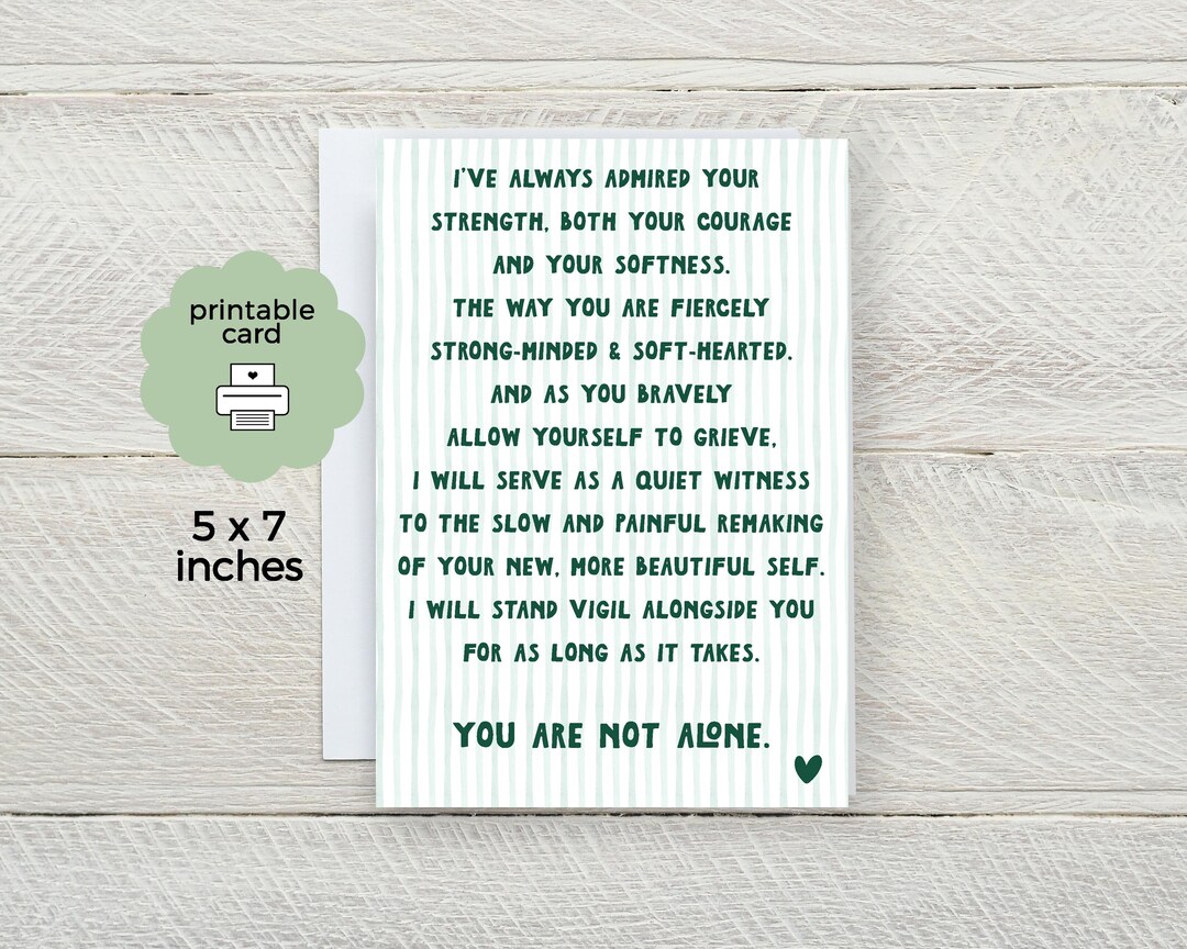 Printable Support Card for Grief & Life Transitions, Instant Download ...