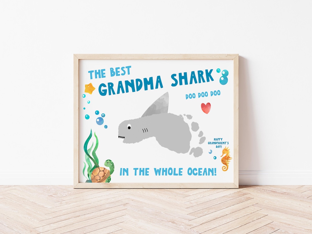 Grandparents Day Shark Handprint Craft Printable – Baby Shark DIY Gift ...
