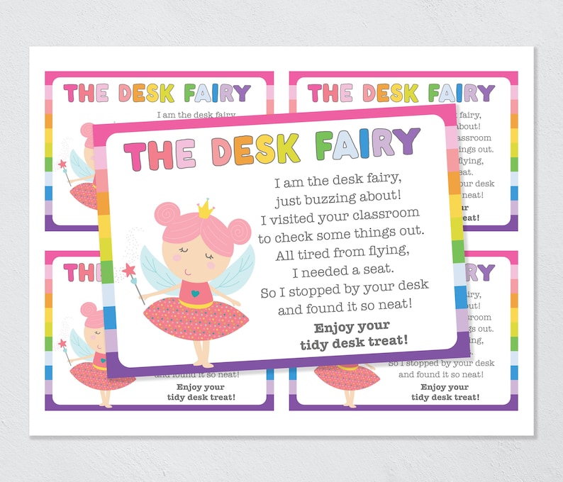 Desk Fairy Note: Positive Classroom Culture, Student Encouragement (PDF ...