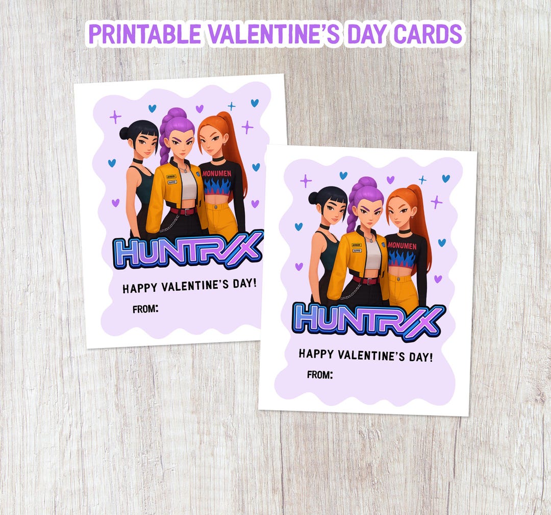 Kpop Demon Hunters Printable Valentine Cards · Huntrix Girls Classroom ...