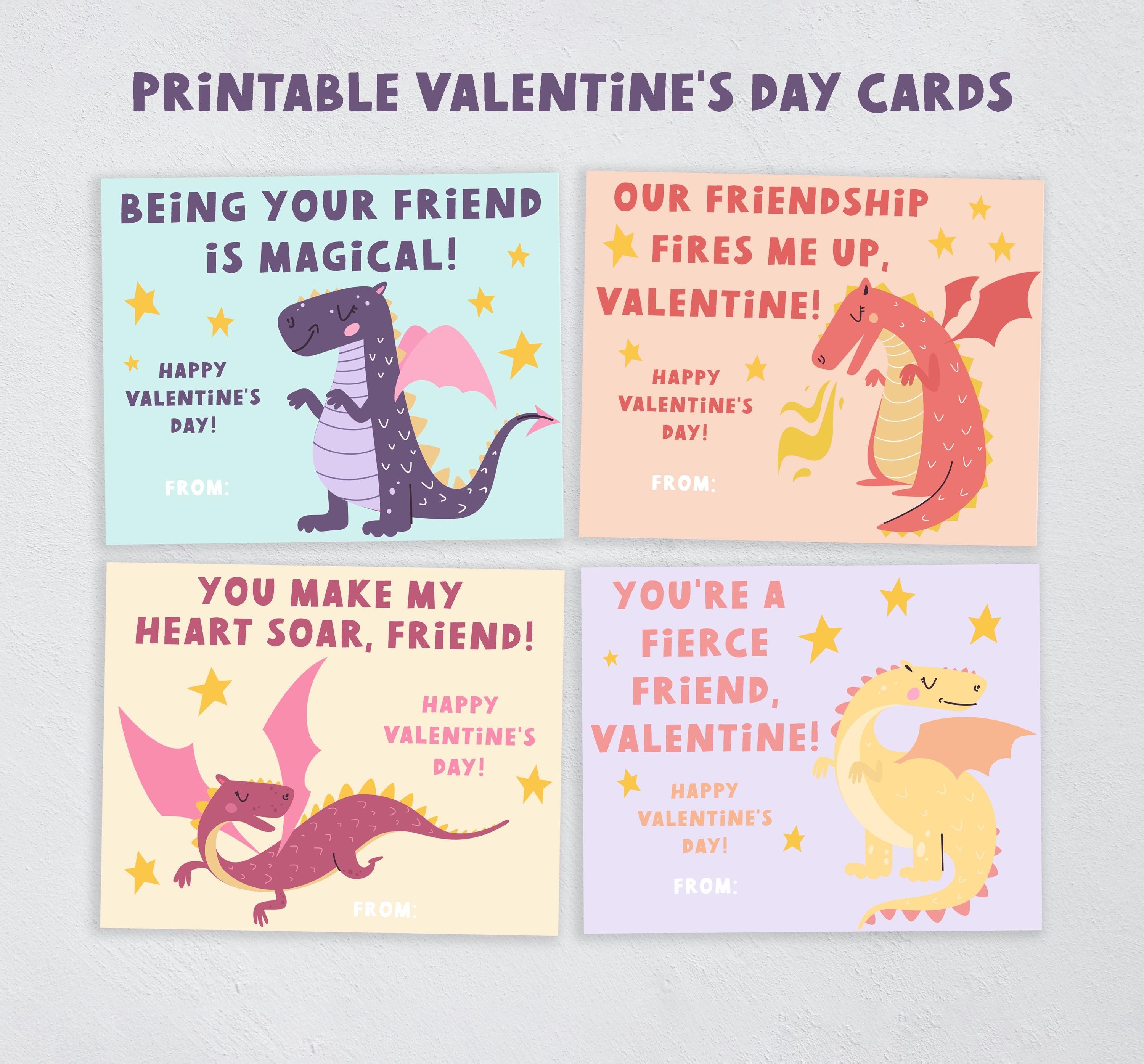 Dragon Valentine Cards – Printable Classroom Valentines for Kids ...
