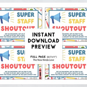 Super Staff Shoutout Cards: Teacher Appreciation Notes (PDF) - Etsy