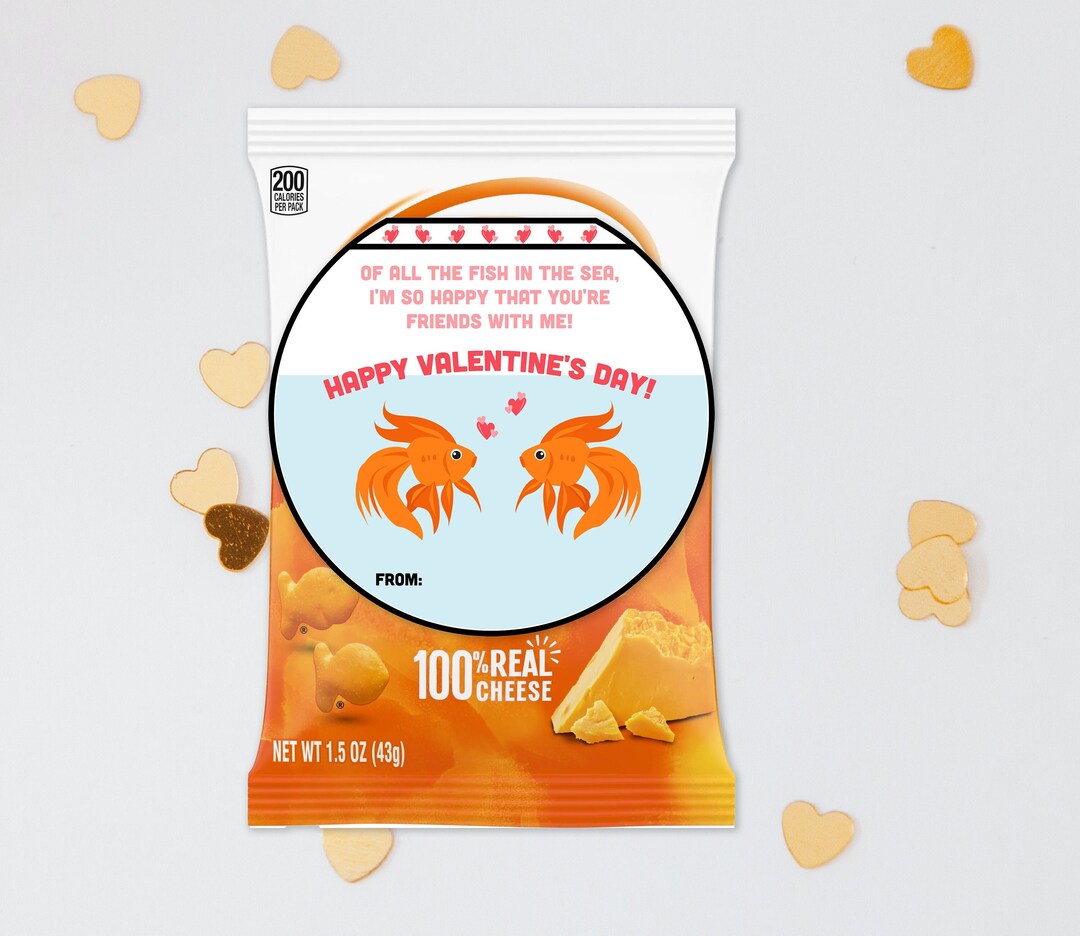 Goldfish Cracker Classroom Valentine Cards for Kids - Etsy