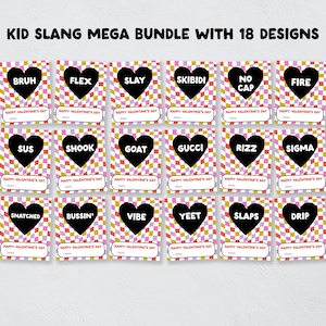 Teen Slang Valentine Cards Mega Bundle Funny Kids Valentines 18 Designs ...