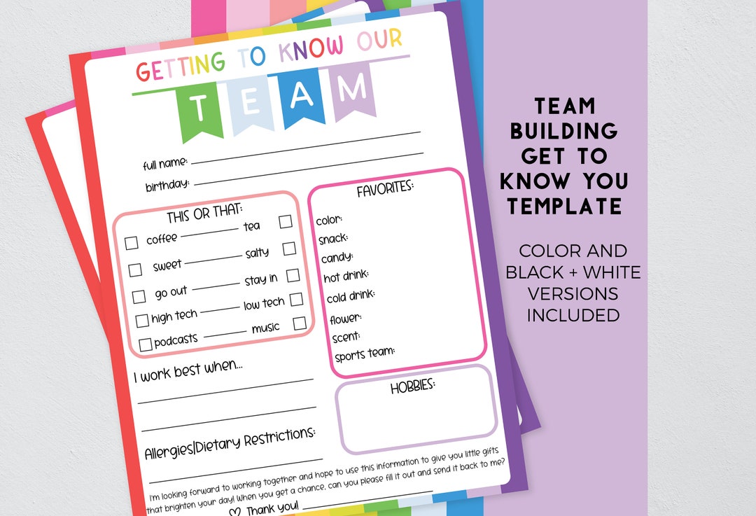 Get to Know Me Printable Perfect Gift Survey for Coworkers, Employees ...