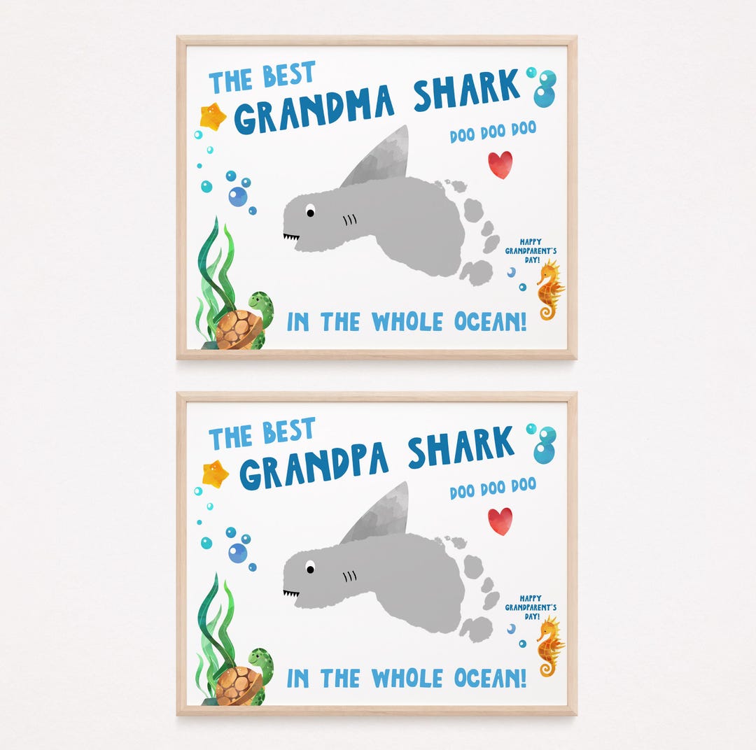 Grandparents Day Shark Handprint Craft: Baby Shark DIY Gift (PDF ...