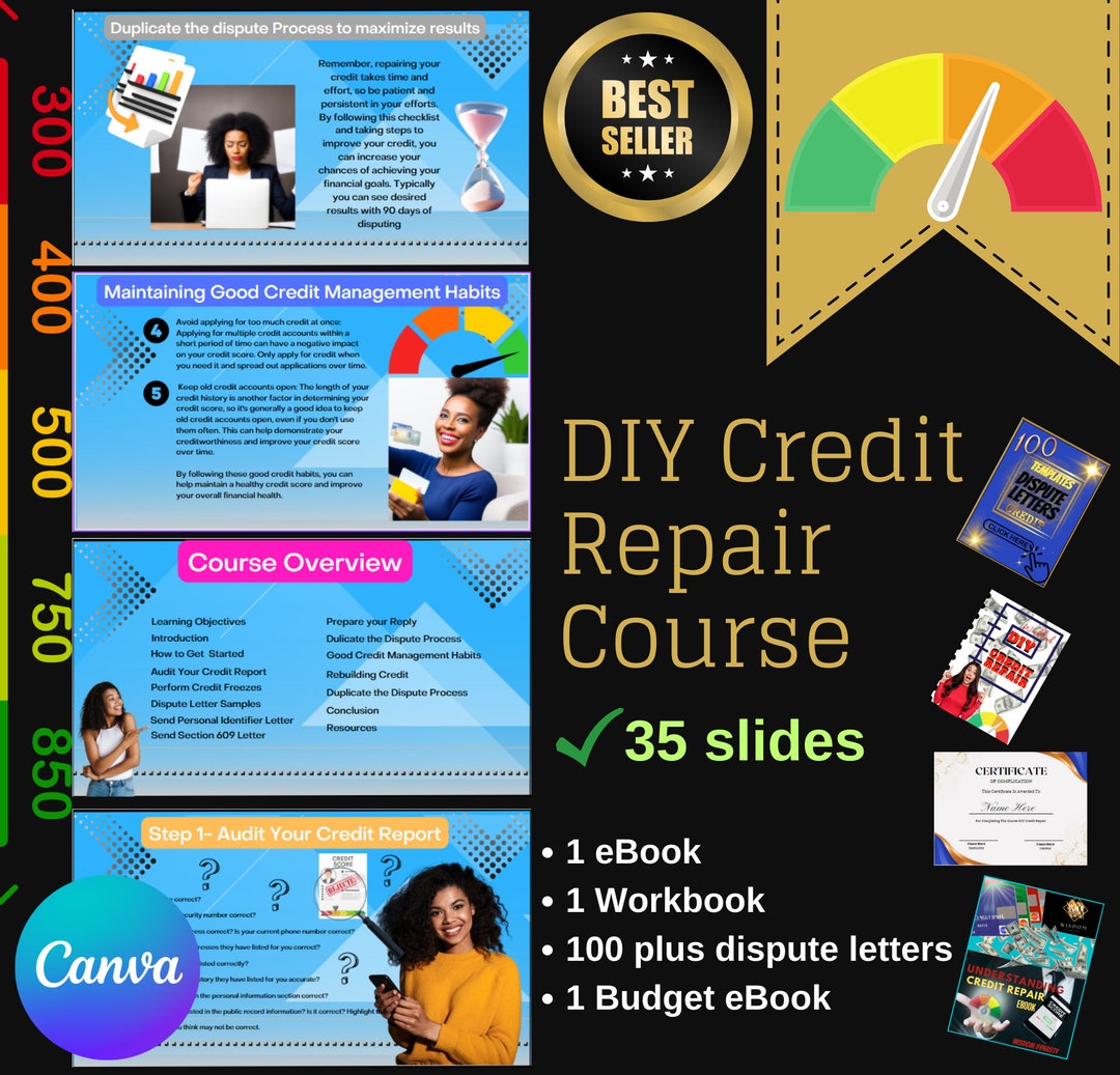 PLR Credit Repair Course: Canva Template for Resale (digital Product ...