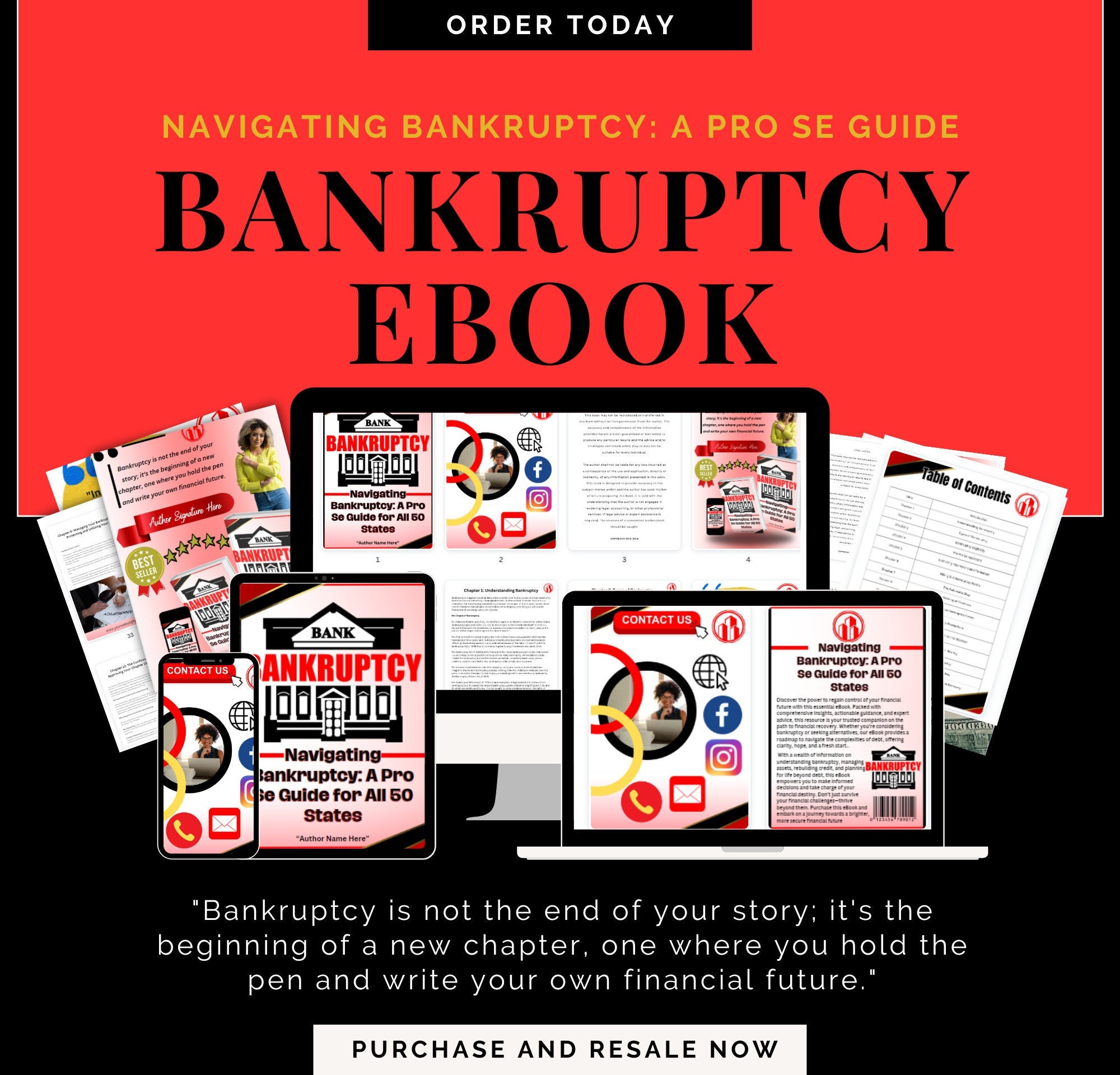 PLR Bankruptcy Ebook for Resale Canva Pro Editable Bankruptcy Pro Se ...
