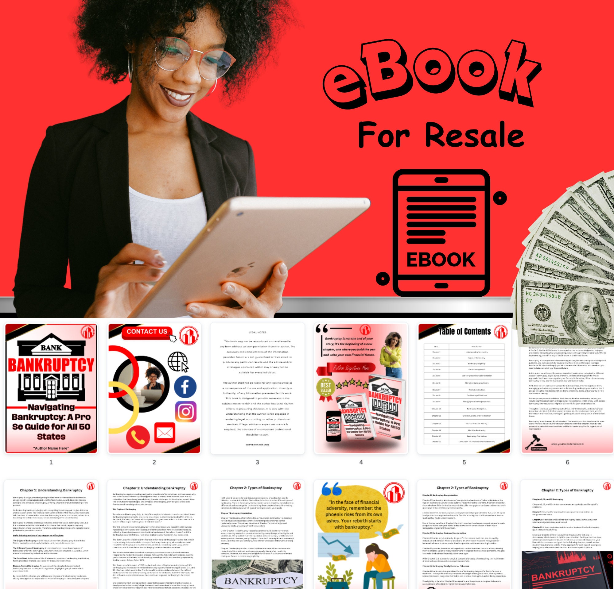 PLR Bankruptcy Ebook for Resale Canva Pro Editable Bankruptcy Pro Se ...