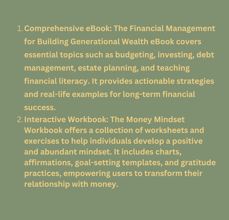 Financial Management for Building Generational Wealth Ebook and Money Mindset Workbook Digital ...
