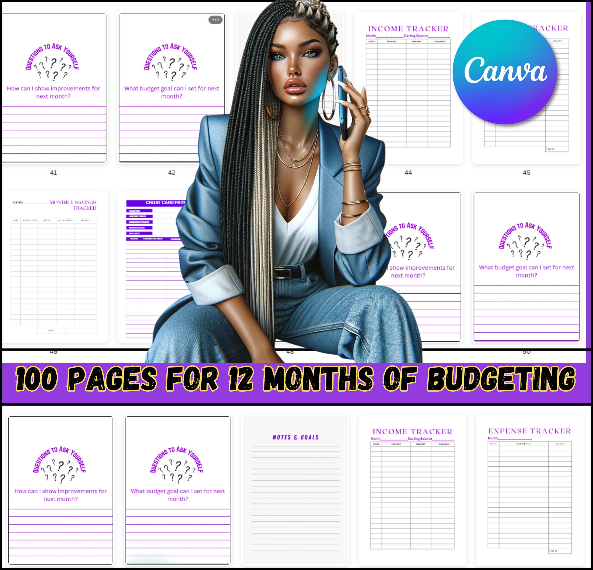 12 Month Budget Workbook Canva Editable Template for Rebranding ...