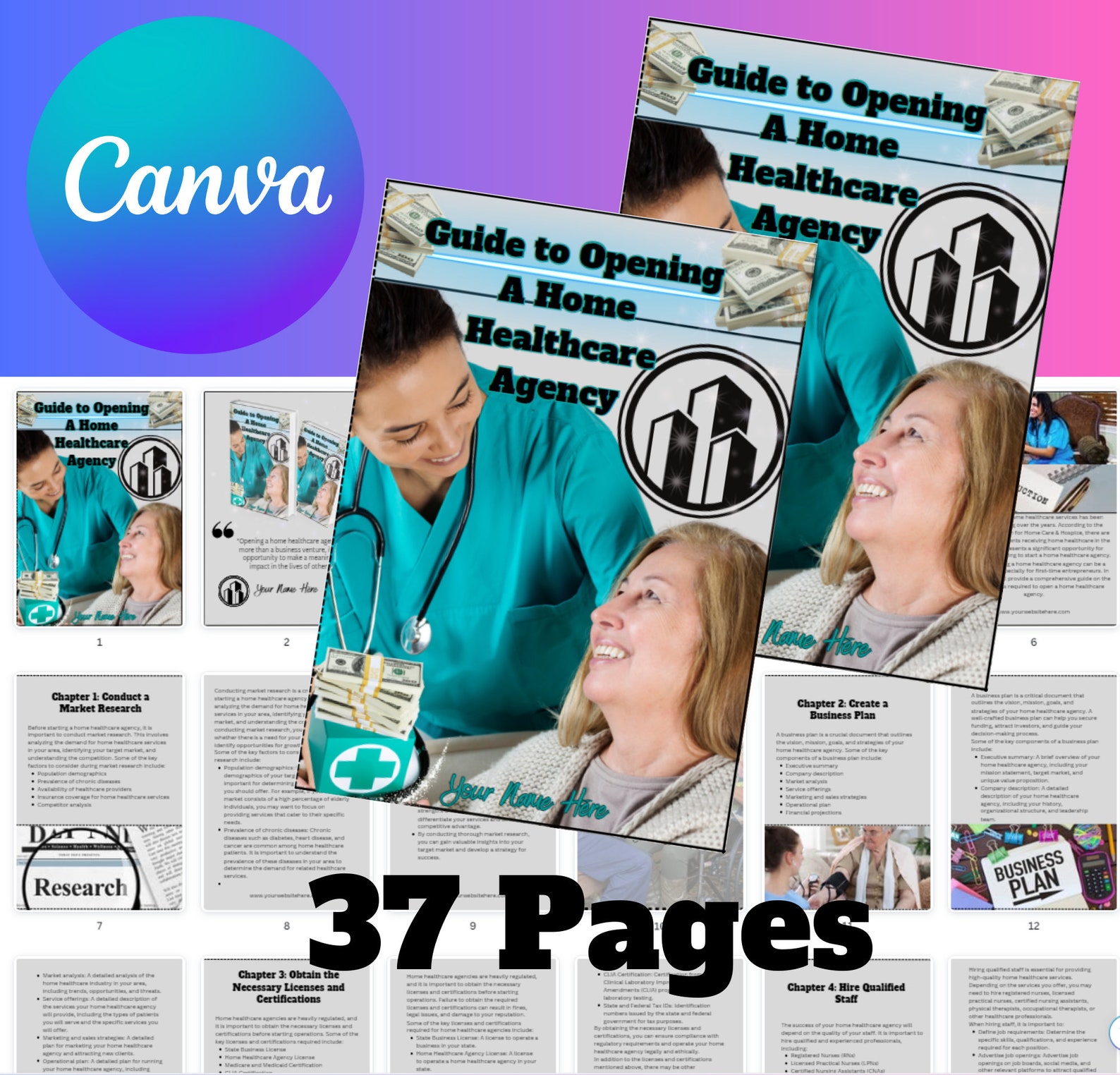 PLR- Ebook-home Healthcare Ebook - Canva Editable- Resale Template ...
