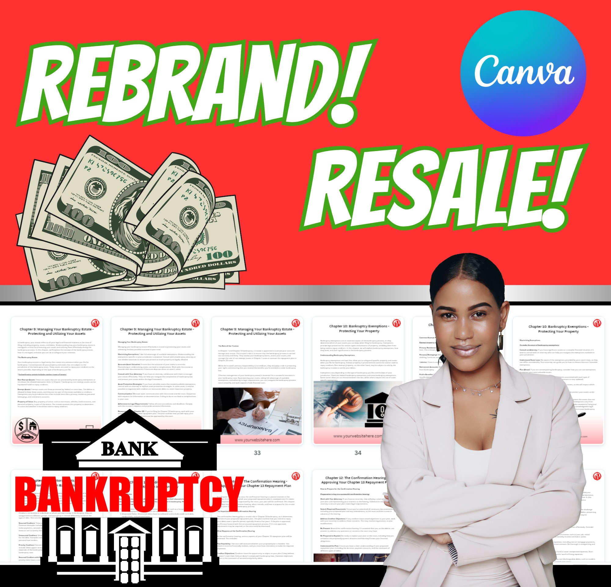 PLR Bankruptcy Ebook for Resale Canva Pro Editable Bankruptcy Pro Se ...