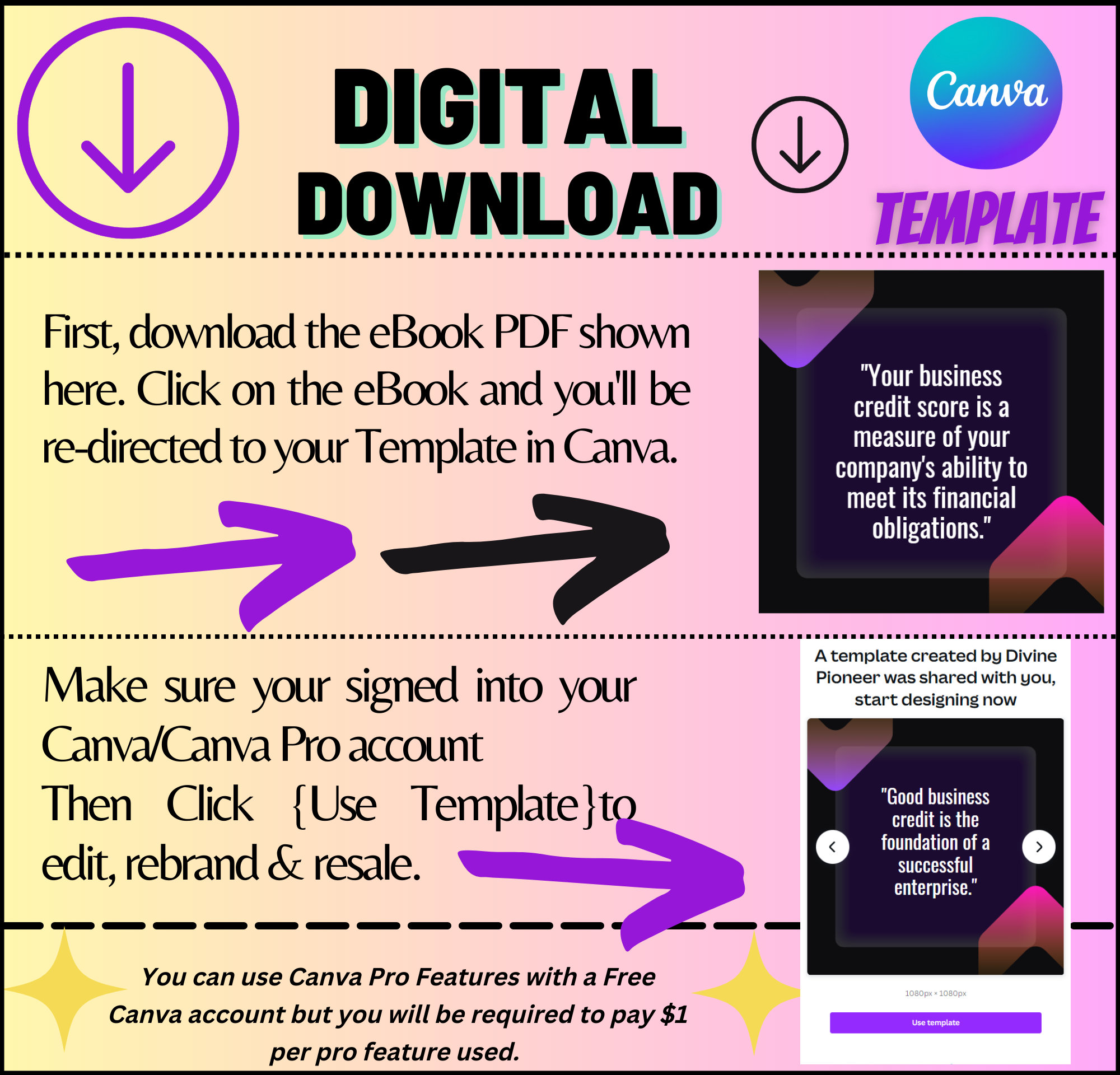 Business Credit Infographics: 100 Canva Templates With Resale Rights ...